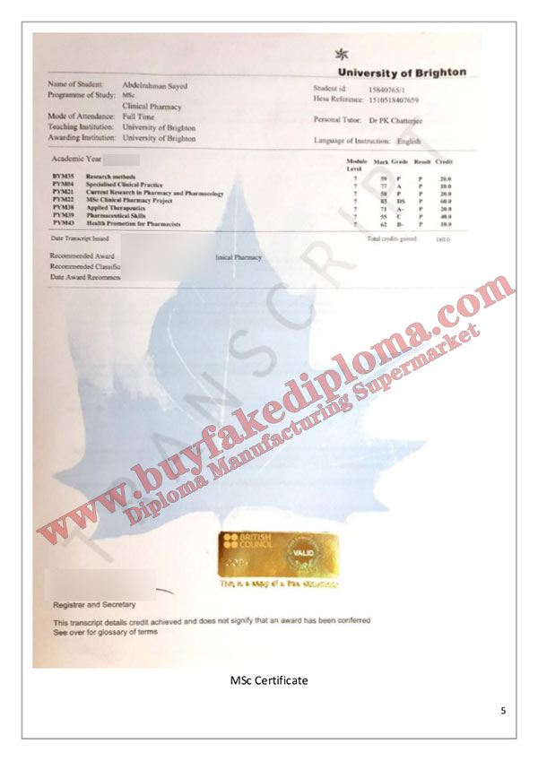 Buy University Of Brighton Transcript University Of Brighton Fake Transcript Smaple Buy Fake 